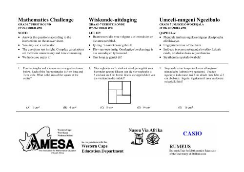 Mathematics Challenge Wiskunde-uitdaging Umceli ... - AMESA