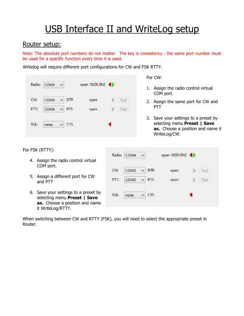 USB Interface II and WriteLog setup - microHAM