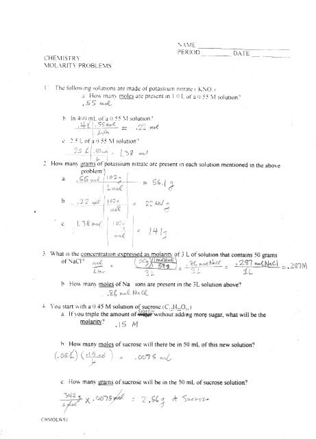Chemistry Quiz: Molarity
