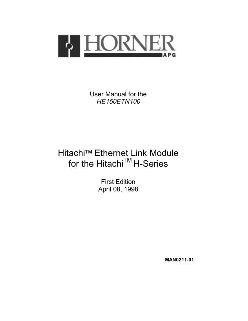 Hitachiâ ¢ Ethernet Link Module for the Hitachi H-Series
