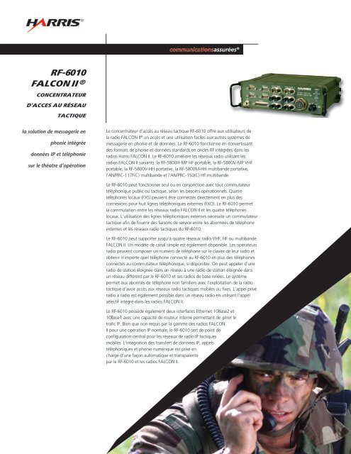 RF-6010 Falcon II Tactical Network Access Hub - French - Harris RF ...