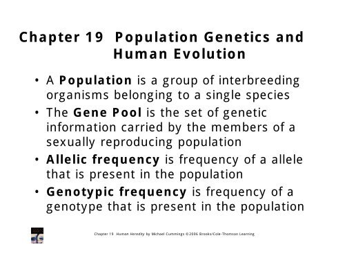 Chapter 19 Population Genetics and Human Evolution