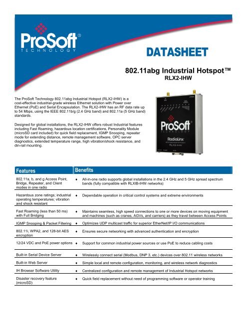 RLX2-IHW Datasheet - ProSoft Technology