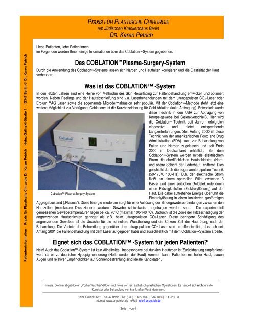 Was ist das COBLATION™ -System - Dr. med. Karen Petrich