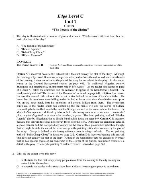 Edge Level C Unit 7 - Division of Language Arts/Reading