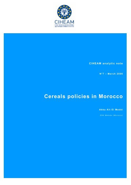 Cereals policies in Morocco - Mot de passeâ