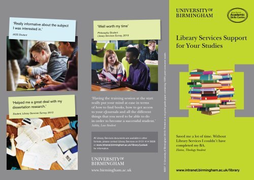 Library Services support leaflet (PDF - 470KB) - University of ...