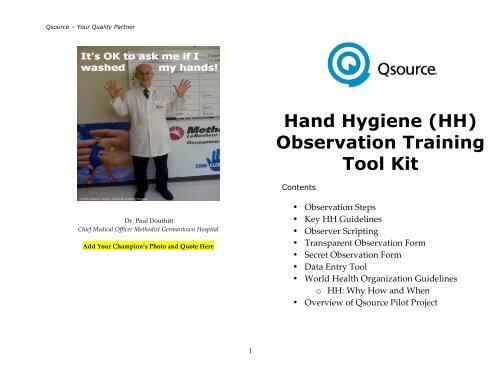Hand Hygiene (HH) Observation Training Tool Kit - Qsource