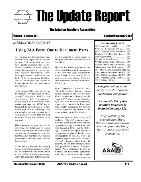 Using JAA Form One to Document Parts - Aviation Suppliers ...