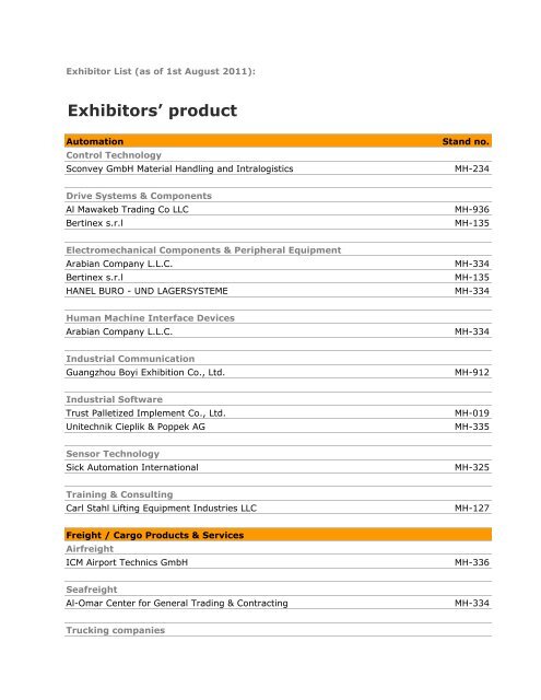 MHME11 Exhibitor List Online - Materials-handling-dubai.com