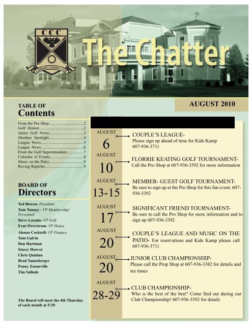 Directors Contents - the Corning Country Club