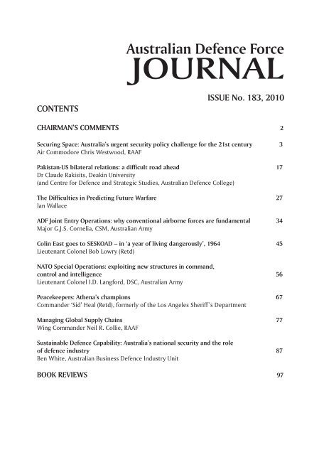 ISSUE 183 : Nov/Dec - 2010 - Australian Defence Force Journal