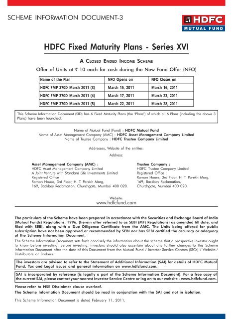 The Offer Document HDFC Mutual Fund the-offer-document-hdfc-mutual-fund