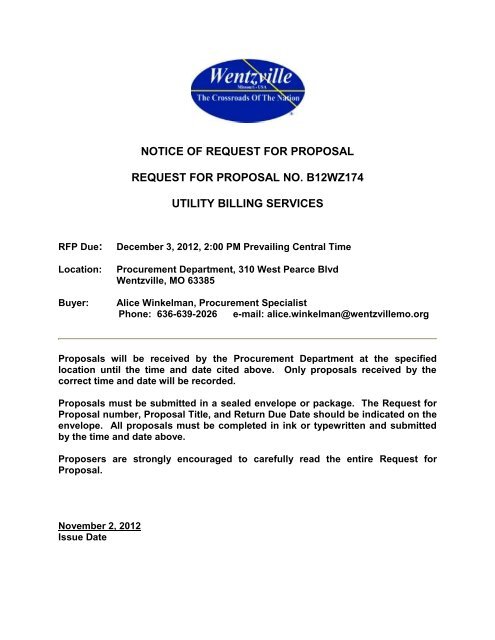 notice of request for proposal request for proposal no. b12wz174 ...