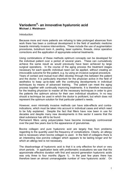 Varioderm - an innovative hyaluronic acid - Adoderm