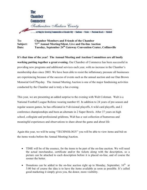 Auction Donation Letter - Chamber of Commerce of Southwestern ...