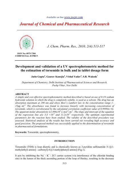 Development And Validation Of A Uv Spectrophotometric Method