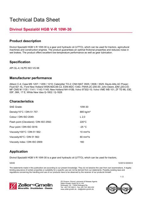 Technical Data Sheet - Zeller+Gmelin GmbH