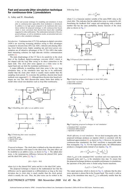 Fast and accurate jitter simulation technique for ... - SoC - LIP6