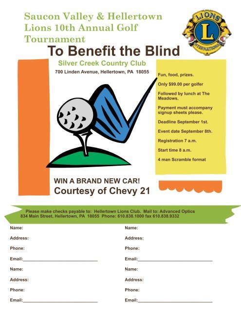 lions golf sign up - Saucon Valley Lions Club
