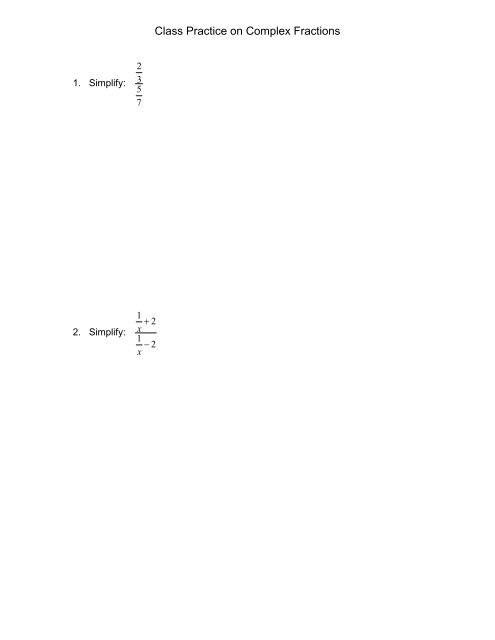 Class Practice on Complex Fractions