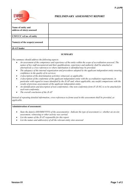 PRELIMINARY ASSESSMENT REPORT - JI