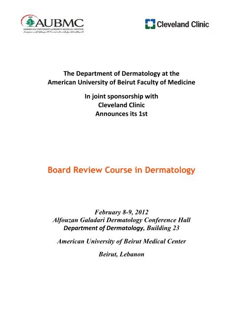 Board Review Course in Dermatology - American University of Beirut