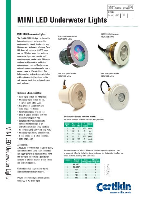 MINI LED Underwater Lights - Certikin