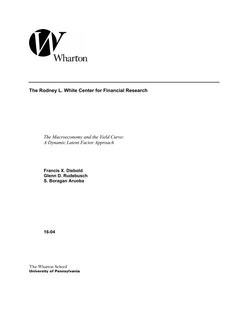 A Dynamic Latent Factor Approach Finance Department