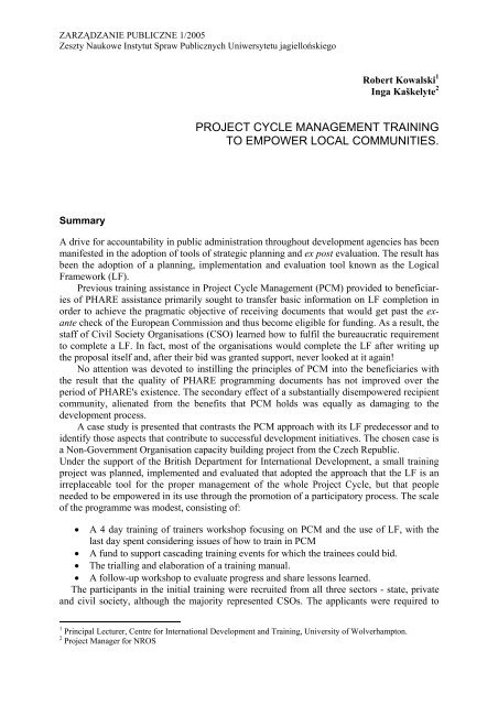 Project Cycle Management training to empower local communities