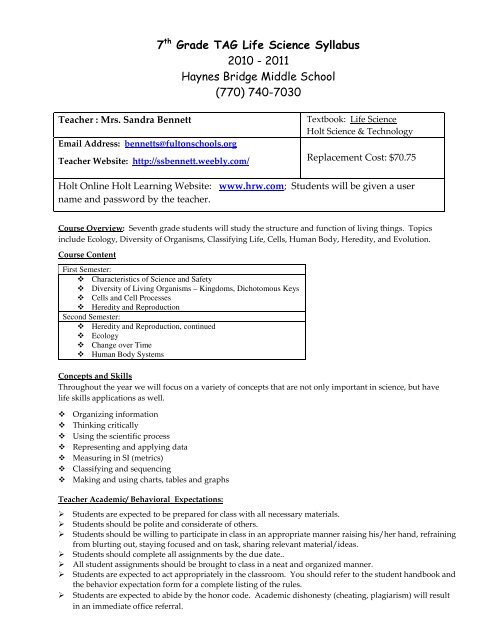 7th Grade Life Science Cells