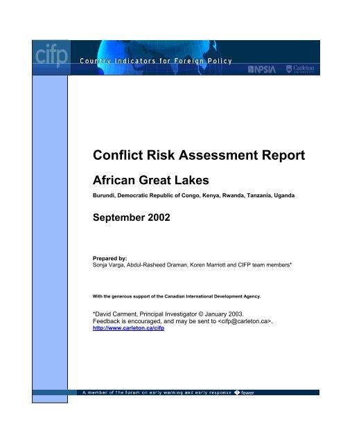 Conflict Risk Assessment Report: African Great Lakes
