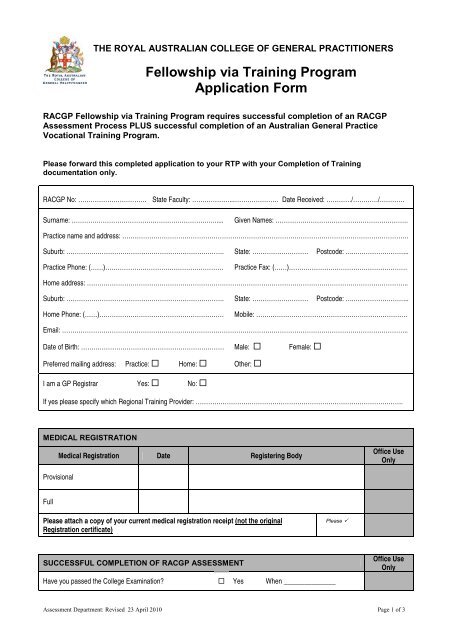 Fellowship Application form