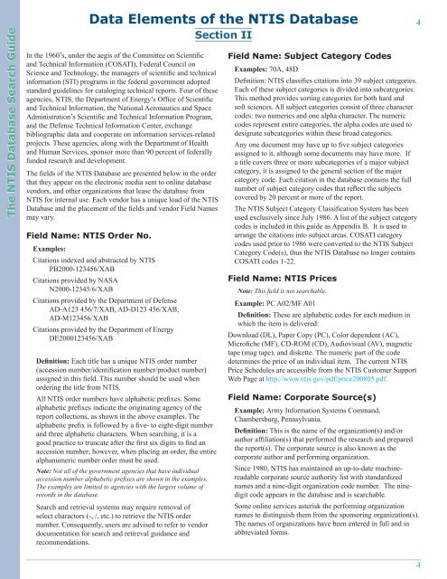 The NTIS Database and Rel