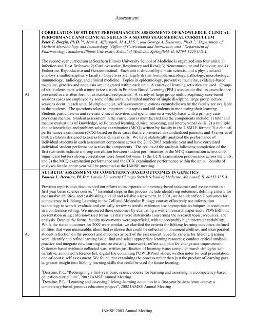 Objective Versus Subjective Assessment In A Physiology Iamse