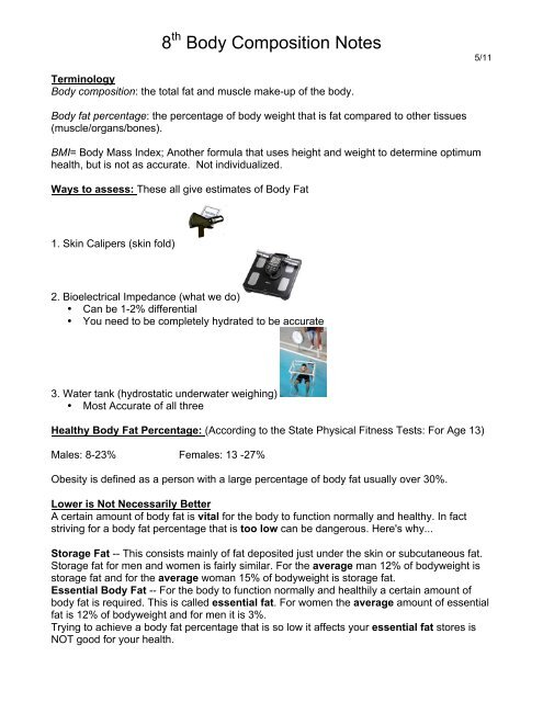 8 Body Composition Notes