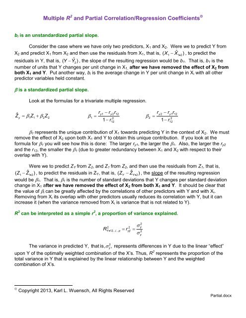 Multiple R 2 And Partial Correlation Regression Coefficients Ecu
