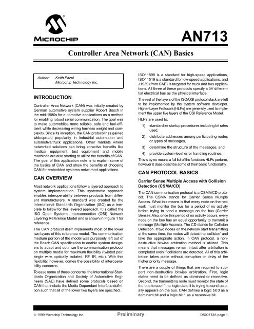 Controller Area Network (CAN) Basics
