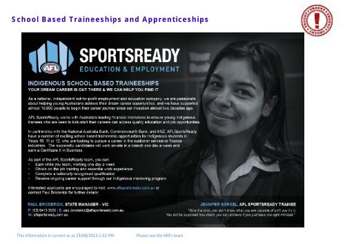 School Based Traineeships and Apprenticeships