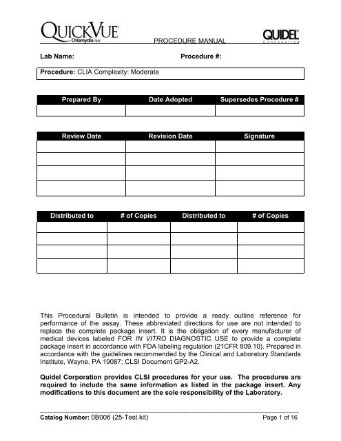 Quidel Quickvue Chlamydia Test Chlamydia Test Kit At Home Test