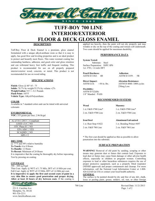 Download Product Data Sheet - Farrell - Calhoun Paint