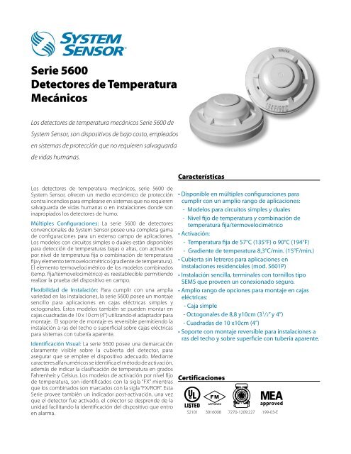 Detectores de temperatura Serie5600 System Sensor