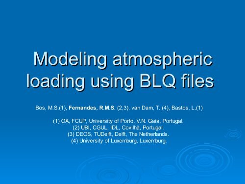 Modeling atmospheric loading using BLQ files - ITRF