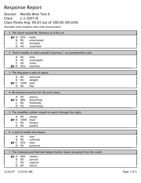 Wordly Wise Test - Punahou School