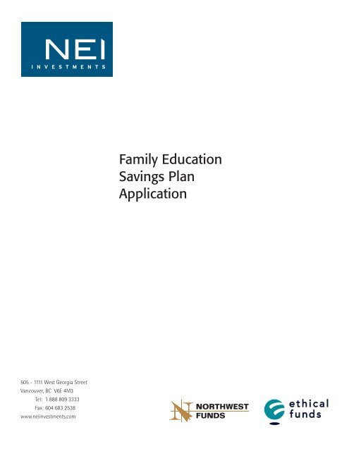 Family Education Savings Plan Application - NEI Investments