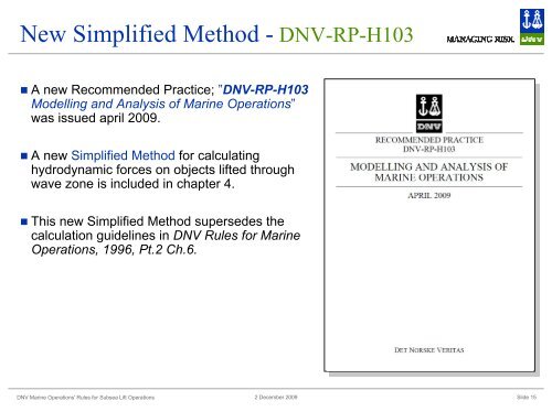 DNV Marine Operations' Rules for Subsea Lift Operations