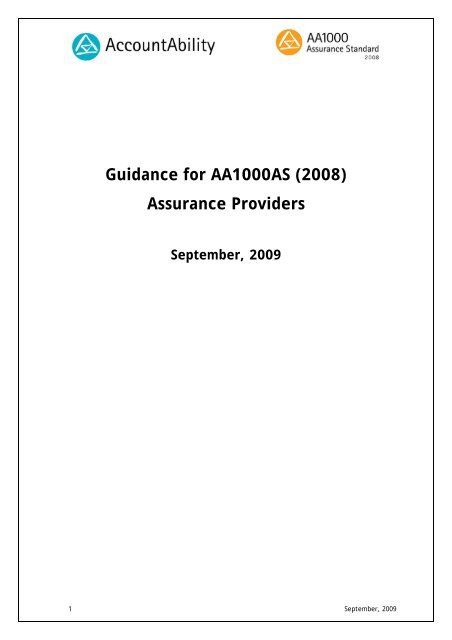 Guidance for AA1000AS (2008) Assurance Providers - AccountAbility