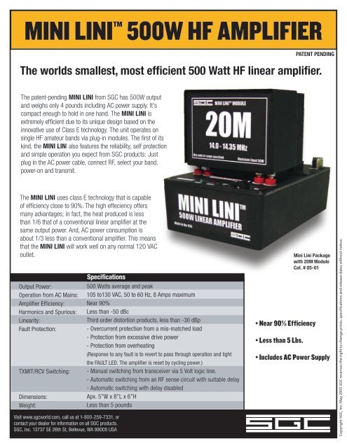 MINI LINITM 500W HF AMPLIFIER - SGC