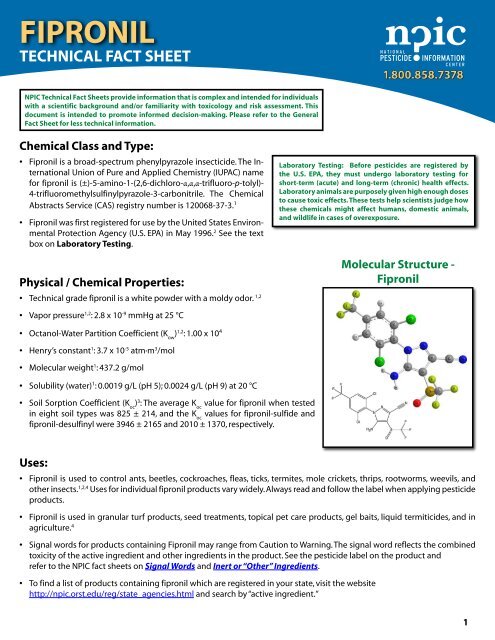 Fipronil Technical Fact Sheet - National Pesticide Information Center ...