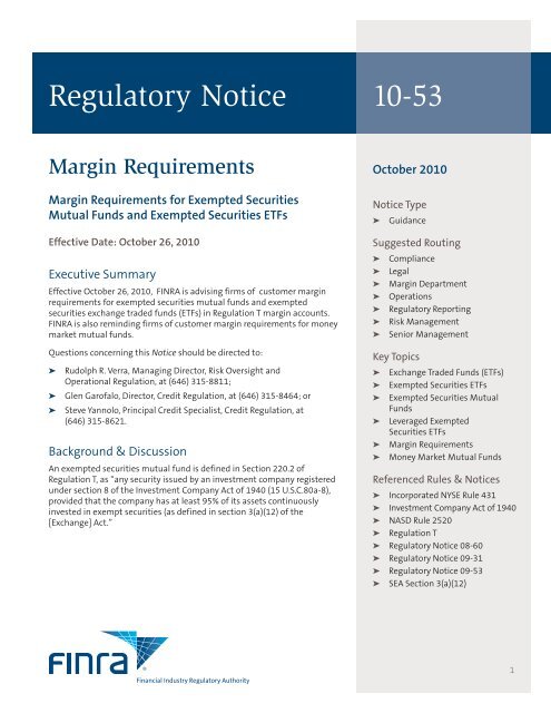 Regulatory Notice 10-53 - FINRA